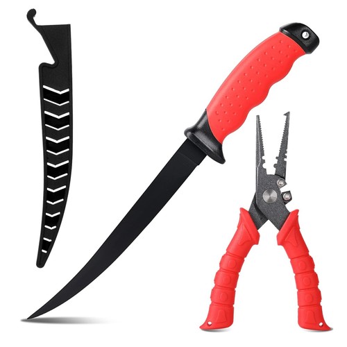 Fishing Knifes & Bait Knife, Outdoor Fishing Tool Set (2PCS-RedBlack ...