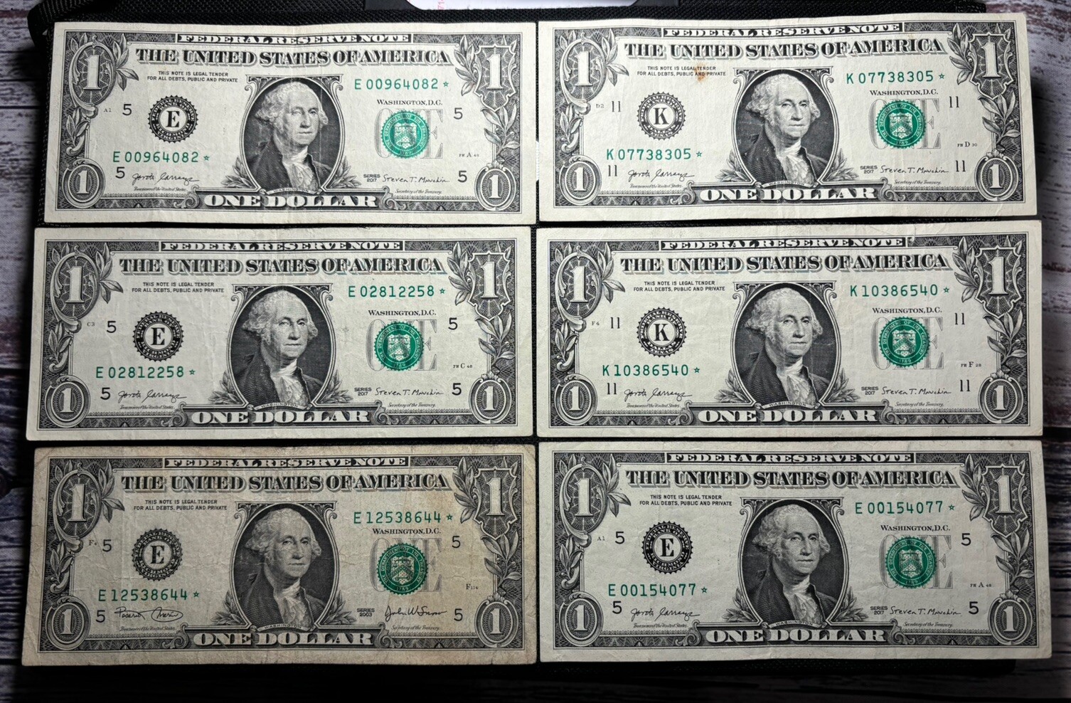 Lot Of 6 - $1 Dollar Bill Star Notes - E & K Districts | eBay