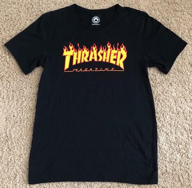 Thrasher Magazine Flames Logo Skateboard Black T-Shir… - Gem
