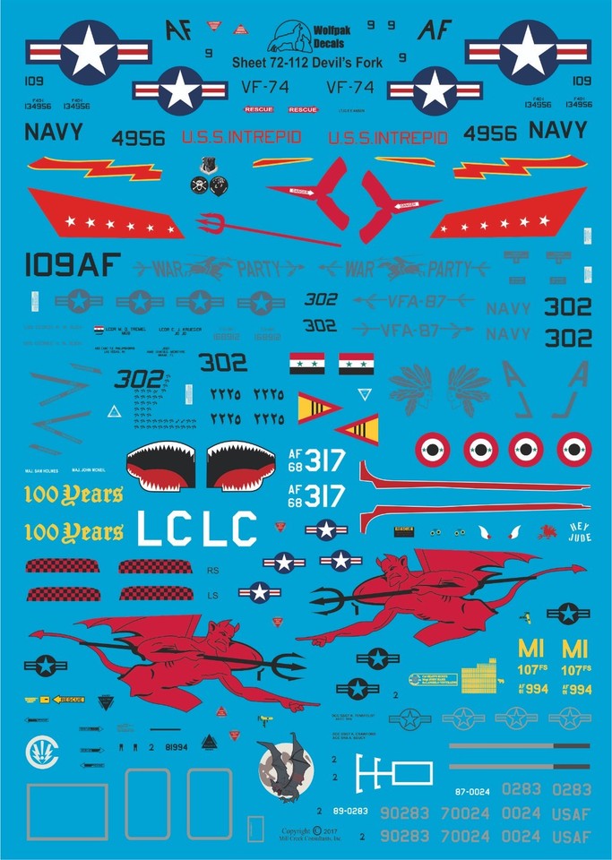 Wolfpak Decals 72-112 Douglas Boeing Phantom Thunderbolt Talon Sukiho ...