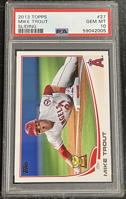 2013 Topps Mike Trout ROOKIE CUP #27 SLIDING Angels PSA 10 GEM MINT ...
