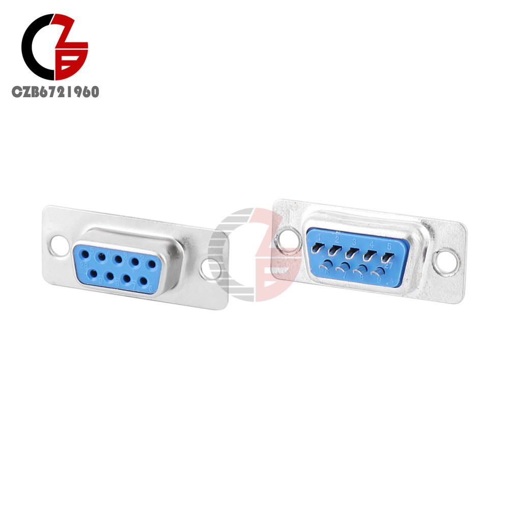 10PCS DB9 9 Pin Female Plug Connector RS232 VGA 2 Rows Solder Type ...