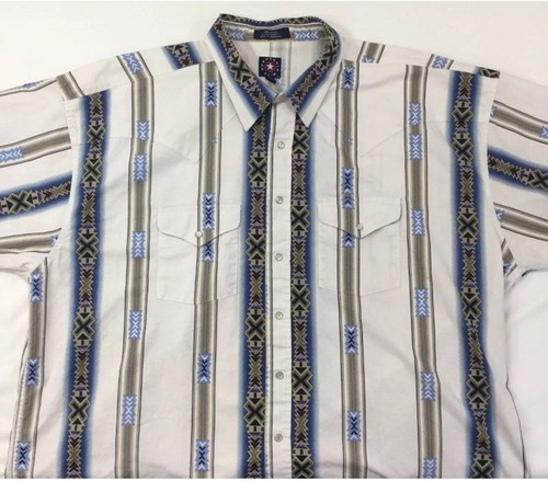 Panhandle Slim Mens Western Aztec Vintage 3XLT Pearl Snap Shirt Short ...