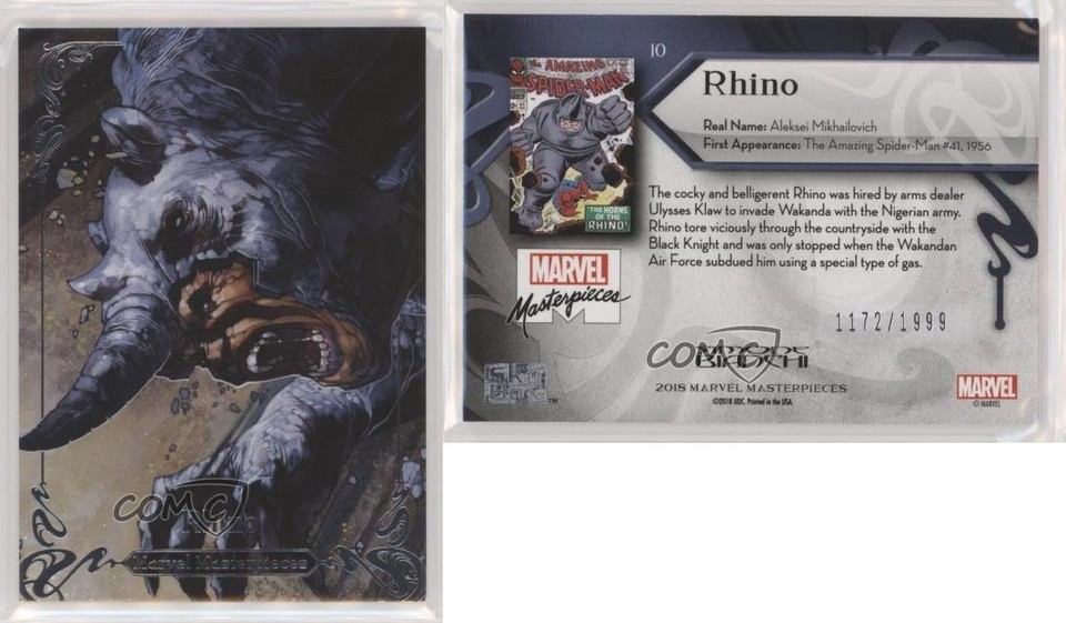 2018 Upper Deck Marvel Masterpieces Level 1 1172/1999 Rhino #10 5za | eBay