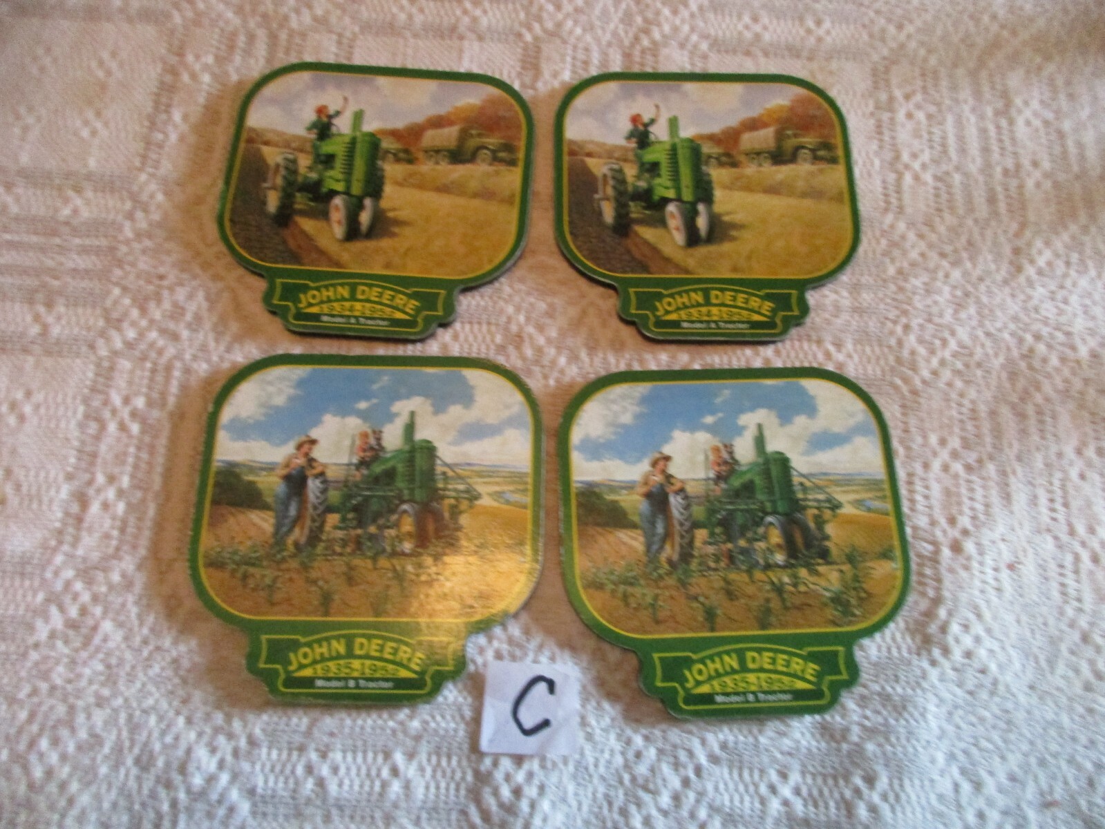 John Deere Green Tractor Coaster Set of 4 Cork on back | eBay