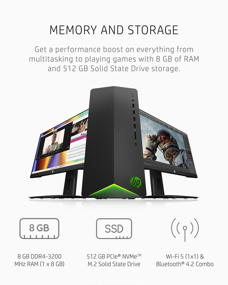 HP Pavilion Gaming Desktop, AMD Radeon RX 5500, AMD Ryzen 3 5300G ...