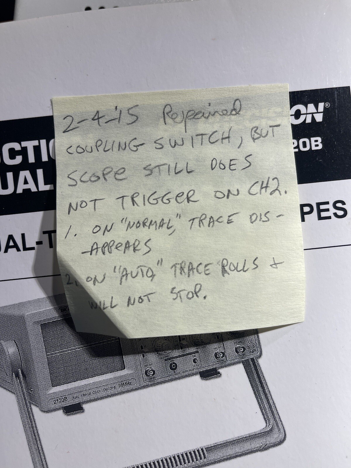 BK Precision 2120B Dual Oscilloscope 300MHz-Powers On-READ-Sold As Is ...