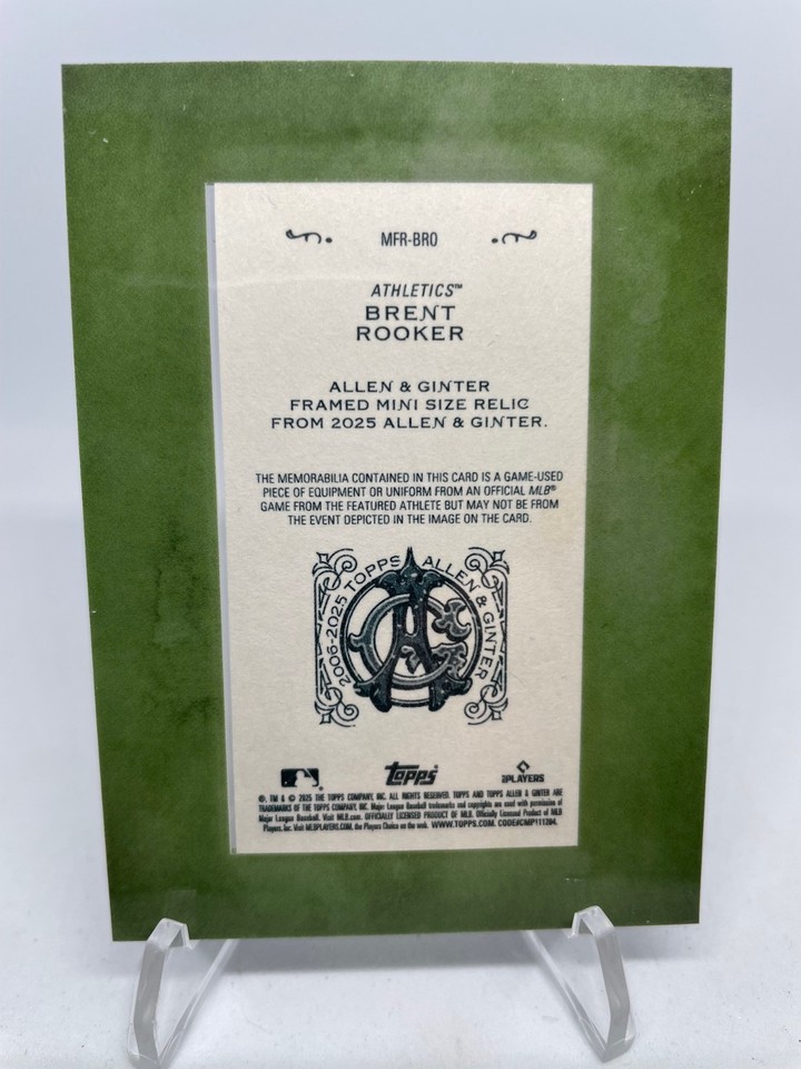 2025 Topps Allen Ginter Framed Mini Relic BRENT ROOKER Athletics #MFR ...