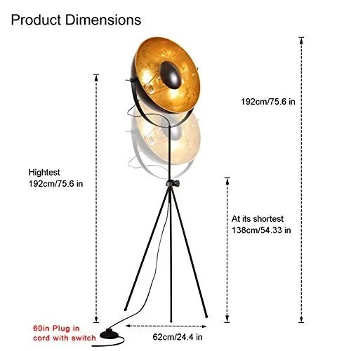Modern Vintage Industrial Tripod Stand LED Floor Lamp Satellite Light ...