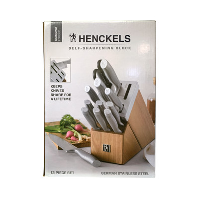 Henckels Diamond Forged 13-Piece Natural Wood Self-Sharpening Knife ...