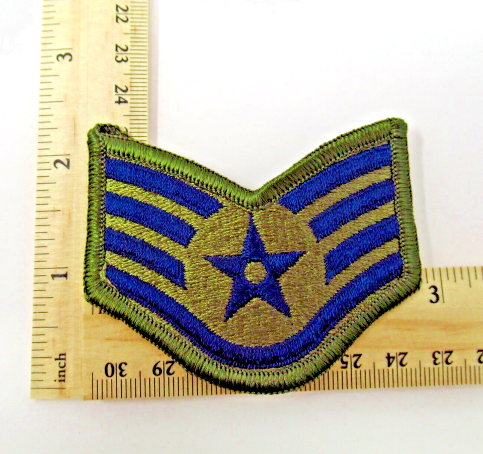 USAF Patch Staff Sergeant Rank Air Force Subdued Blue Green Chevrons ...