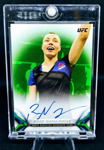 2018 Topps UFC ROSE 🌹 NAMAJUNAS Knockout AUTOGRAPH Green #RN ON CARD ...