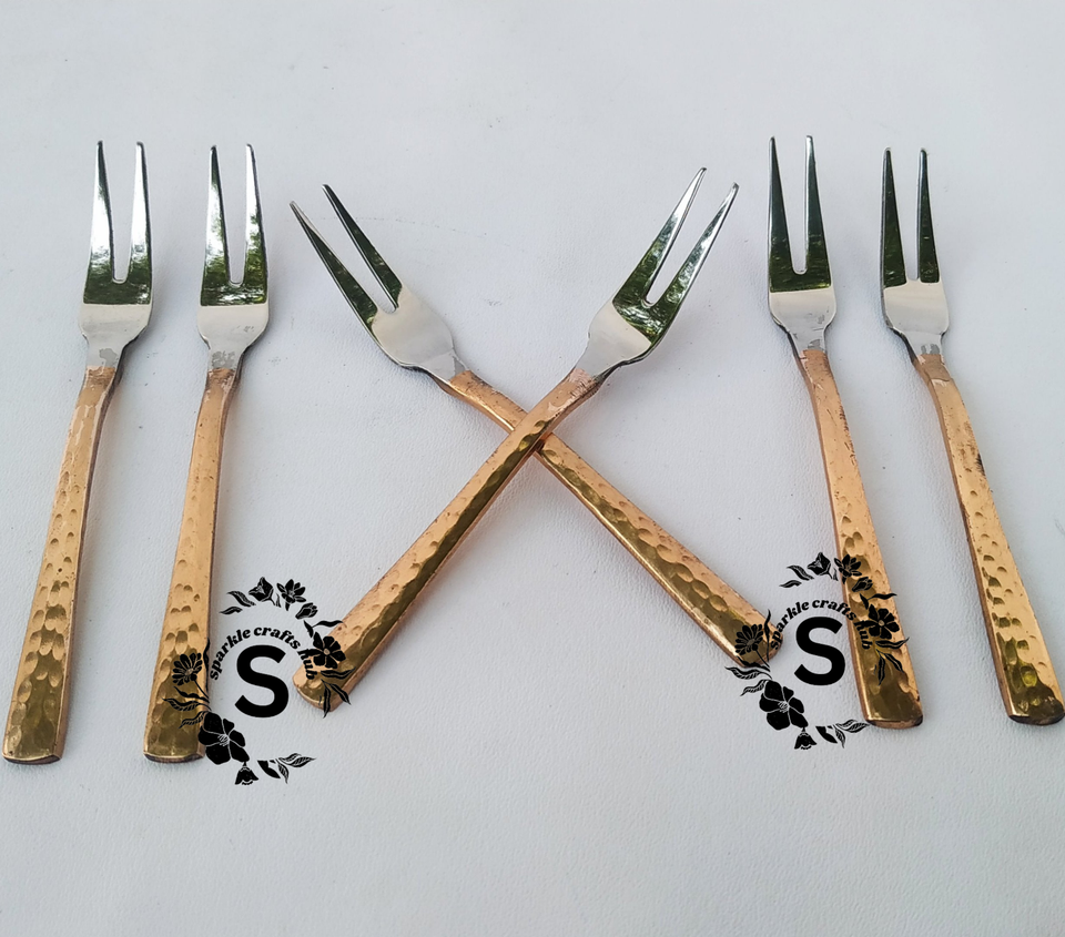 Stainless Steel Copper Handle Dinner Fork & Dessert Fork, Fruit Fork ...