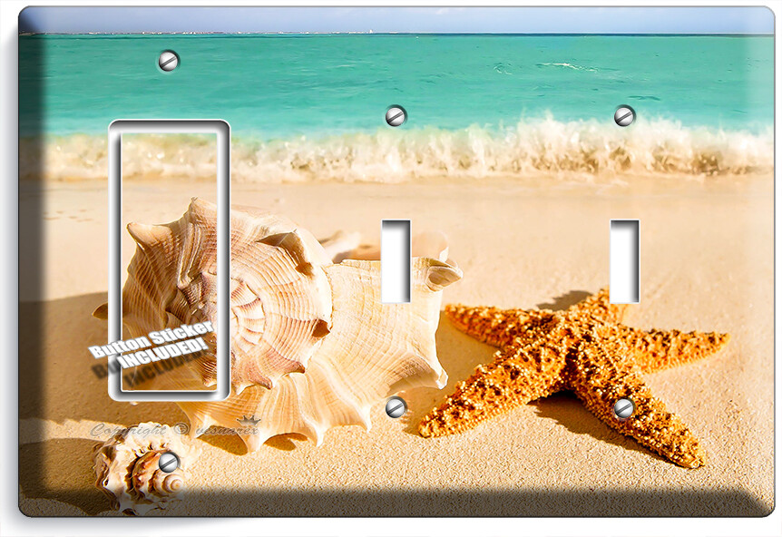 SEA SHELL STARFISH SANDY BEACH LIGHT SWITCH PLATE OUTLET BATHROOM ...