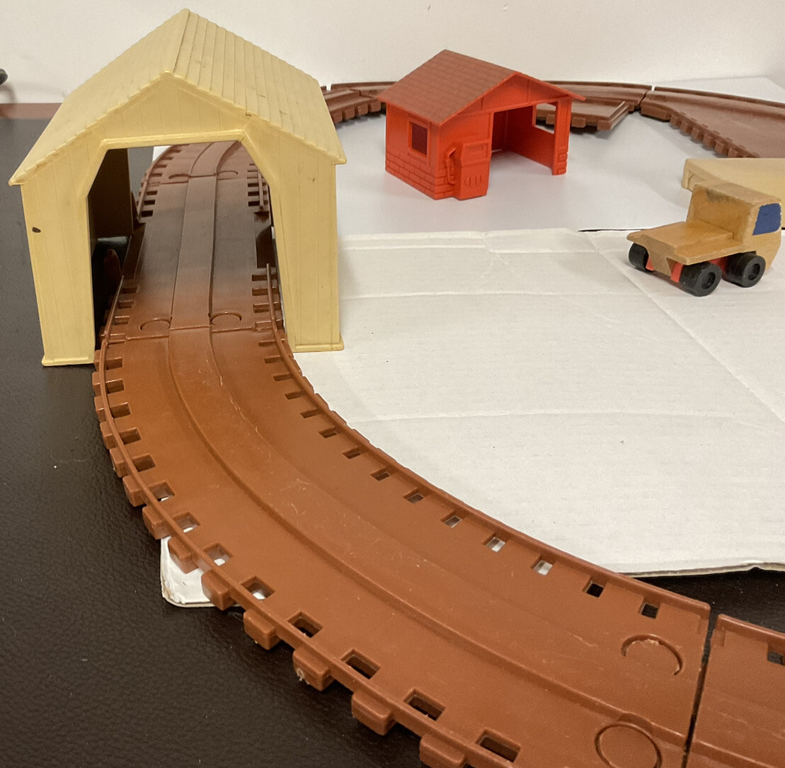 Mattel Pre School Putt Putt wood train with track, buildings, toys 1972 ...