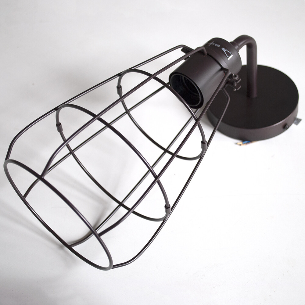 Litecraft Wall Light Industrial Cage Styled E27 Fitting - Black ...
