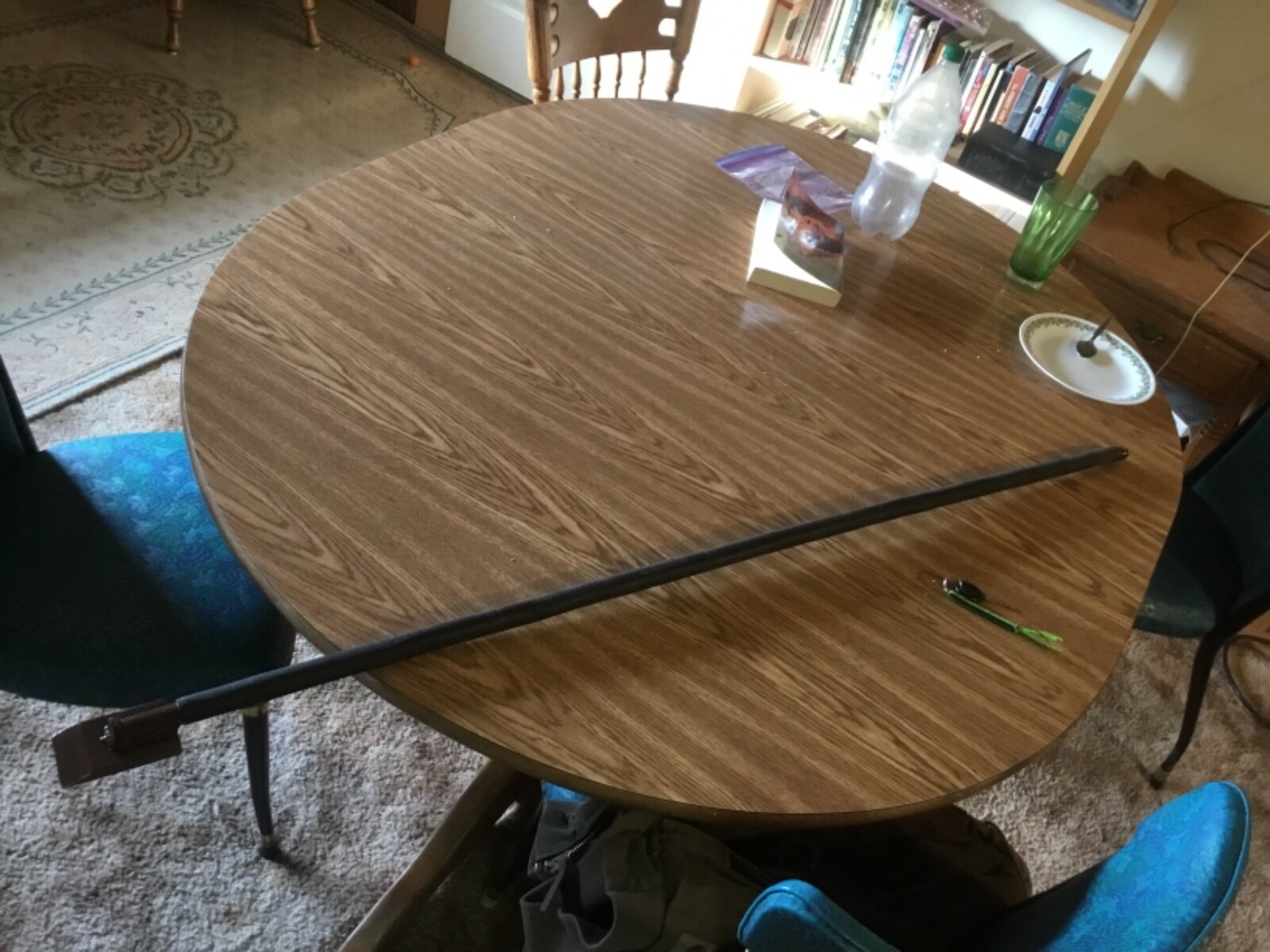 ice fishing spud bar, 53 in long, black rubber handle, brown tip, steel ...