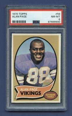 1970 ALAN PAGE ROOKIE PSA 8 NM-MT TOPPS HOF MINNESOTA VIKINGS SHARP ...