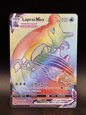 Pokemon TCG Lapras VMAX - Sword & Shield 203/202 Rainbow Secret Rare ...