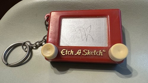 Mini RED Etch A Sketch Keychain 2" by 1.5" by Basic Fun working Drawing ...