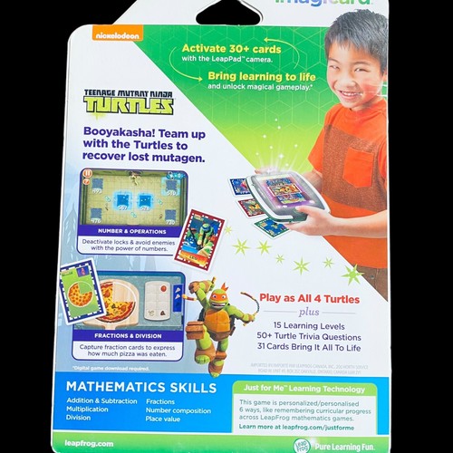 Ninja Turtles Digital Math Game Imagicard Leap Frog Unlock 31 Cards Tin ...