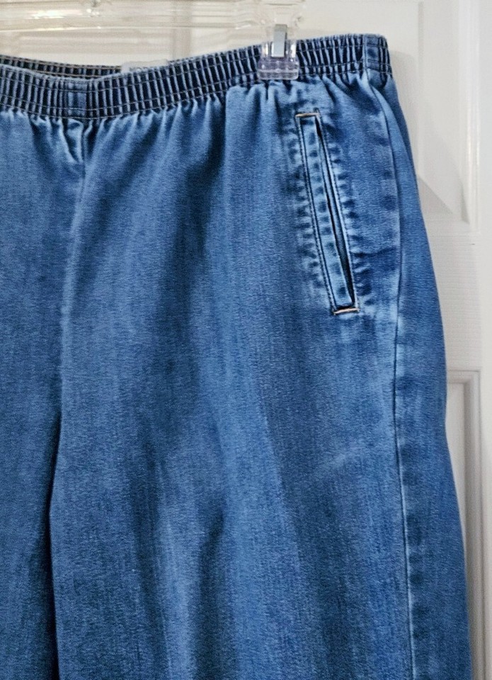 Koret City Blues Pants Womens Sz 14~Denim~ High Rise~ Elastic Waist ...