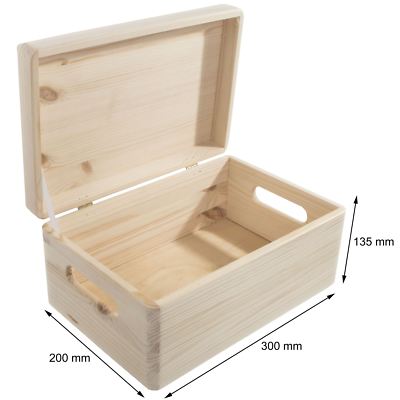 Medium Wooden Storage Box /30x20x13cm/ Made Of Natural Pinewood / Lid ...