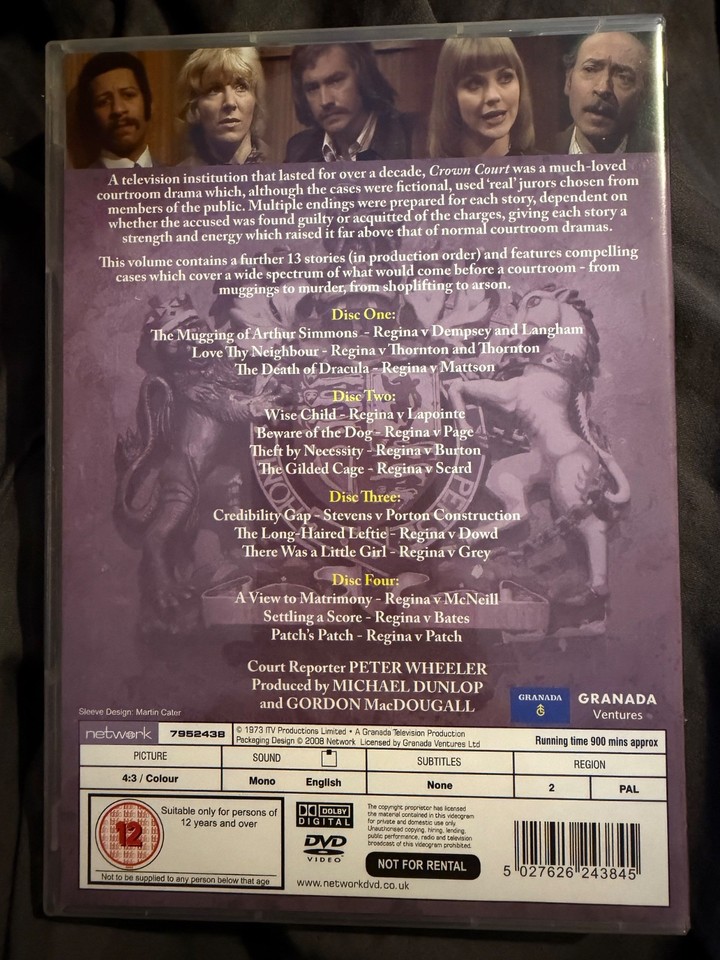 CROWN COURT VOLUME THREE - 4 DISC DVD BOX SET - NETWORK - VOLUME 3 ...