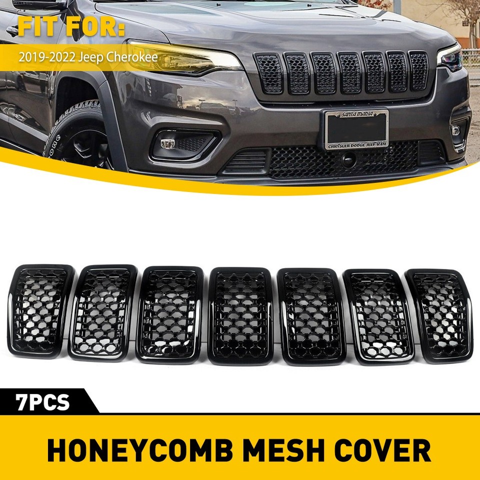 6AZ88XS9AB Fit 2019-22 Jeep Cherokee Front Black Mesh Grille Insert ...