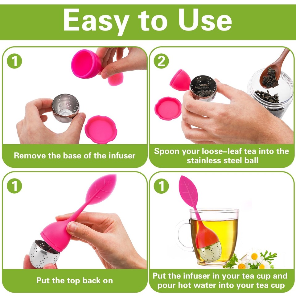 7 Pack Silicone Tea Infuser, Cute Loose Leaf Tea Steeper, Fine Mesh Tea ...