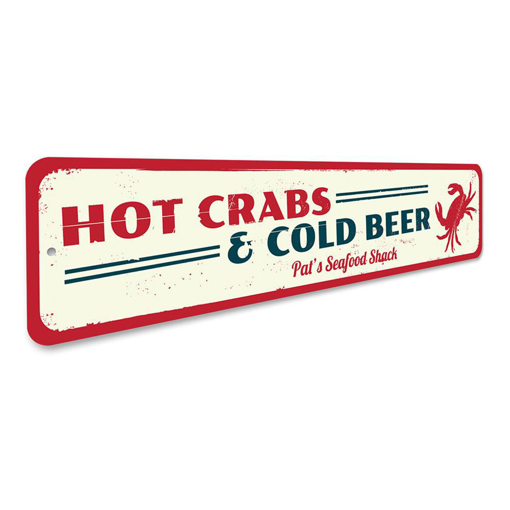 Custom Hot Crabs & Cold Beer Sign Personalized Seafood Shack Owner Wall ...