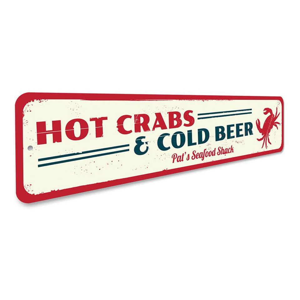 Custom Hot Crabs & Cold Beer Sign Personalized Seafood Shack Owner Wall ...
