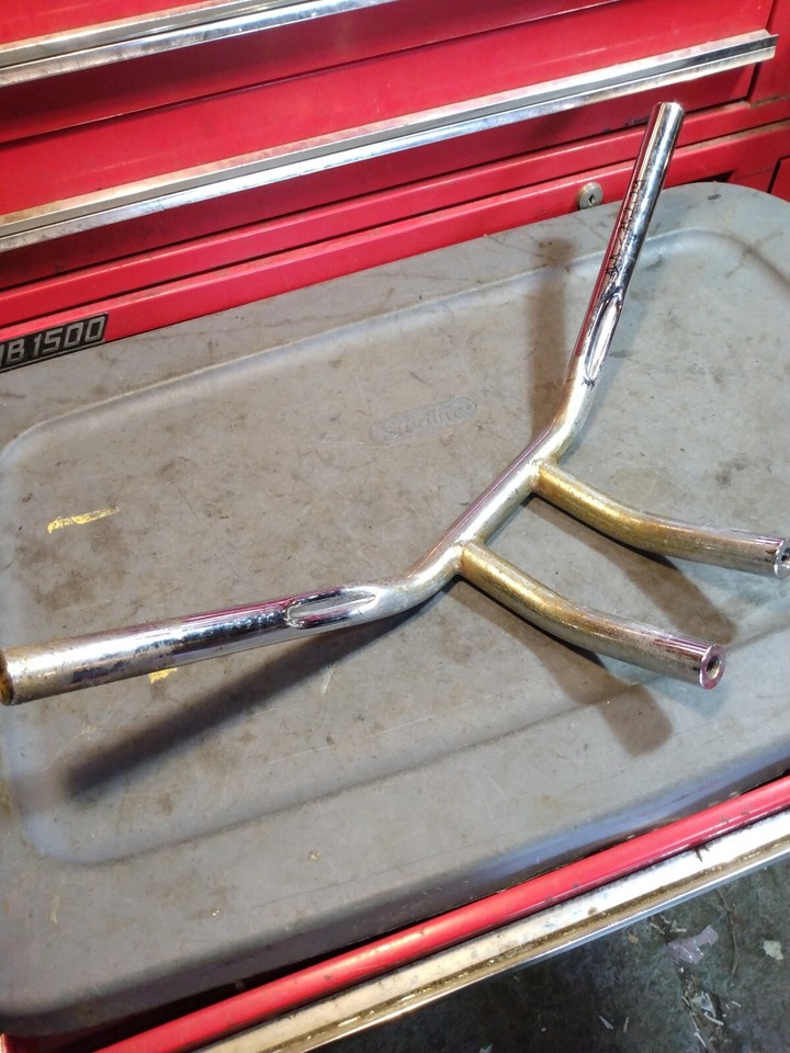 Harley Chrome Drag 1 Piece Handlebars Risers FLH XL DYNA Custom Chopper ...