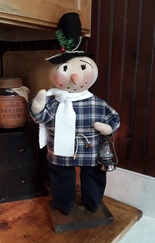 Primitive Christmas Snowman doll, farmhouse snowman, winter Snowman ...