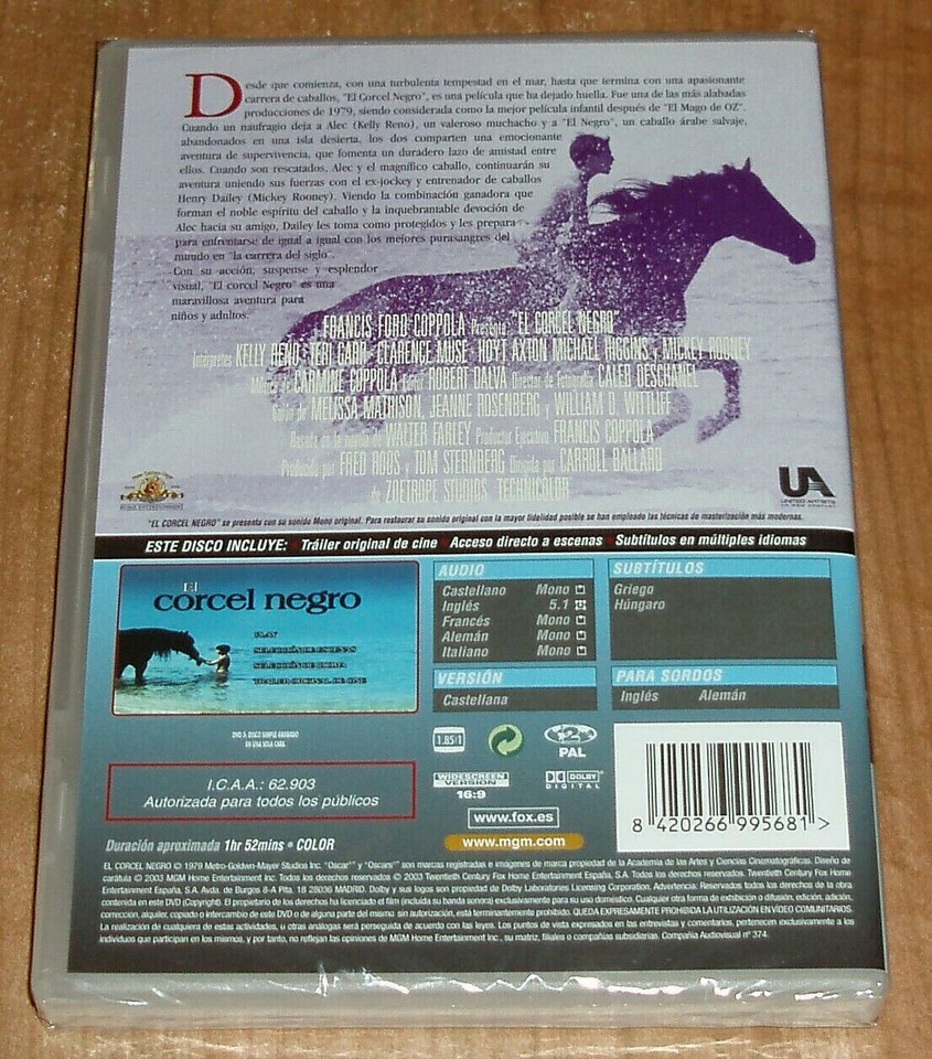 EL CORCEL NEGRO DVD NUEVO PRECINTADO AVENTURAS ACCION (SIN ABRIR) R2 | eBay