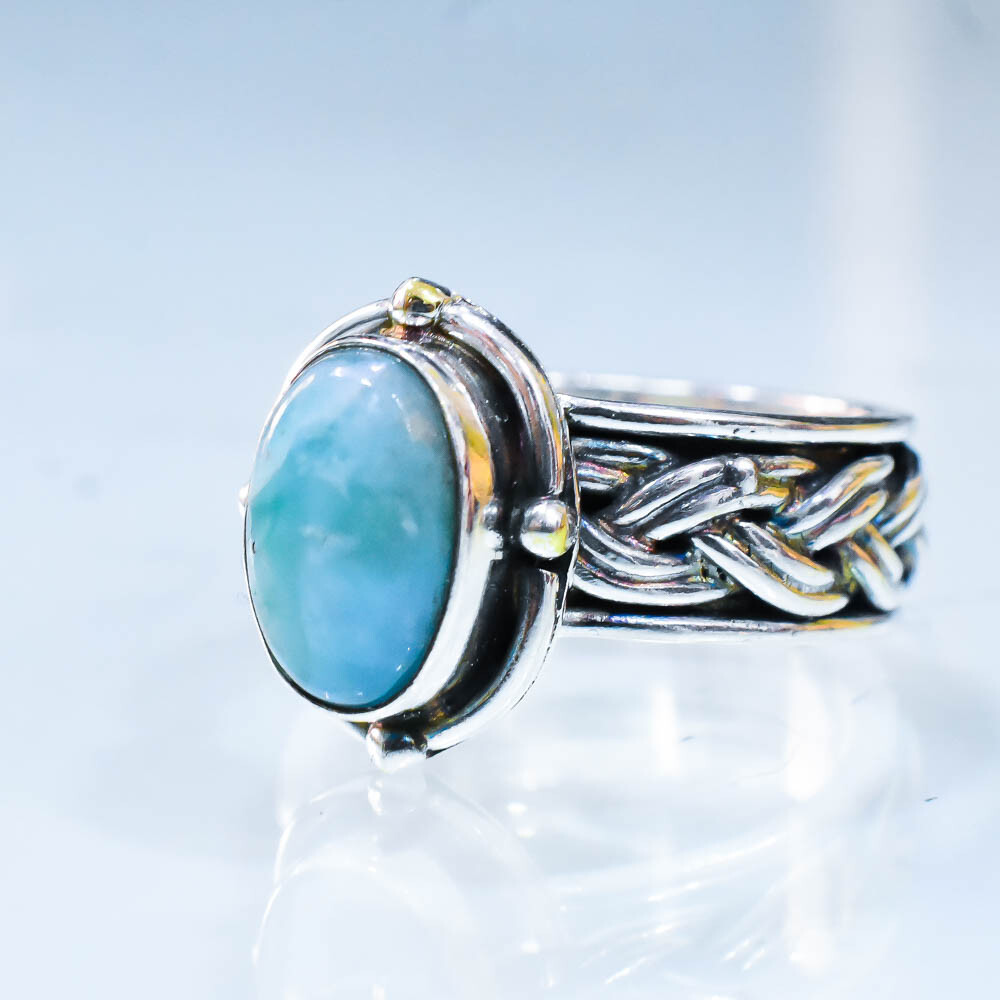 Larimar Gemstone 925 Sterling Silver Black Friday Ring Jewelry All Size ...