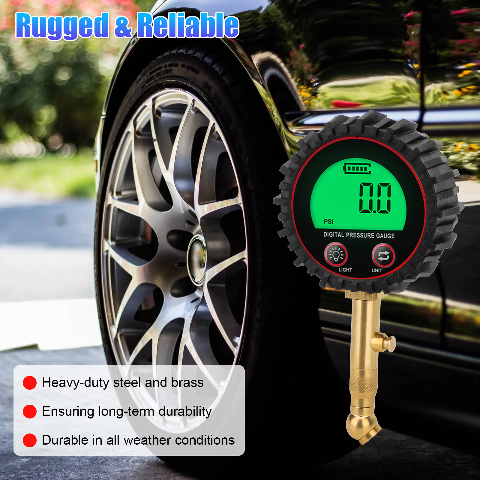 LCD Accurate Digital Air Pressure Tire Gauge Meter 3-255 PSI for Truck ...