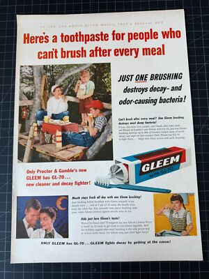 Vintage 1950s Gleem Toothpaste Print Ad | eBay