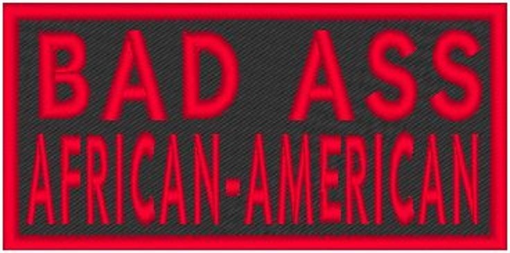 BAD ASS AFRICAN-AMERICAN Embroidered Iron-On Patch MC Biker Emblem Red ...