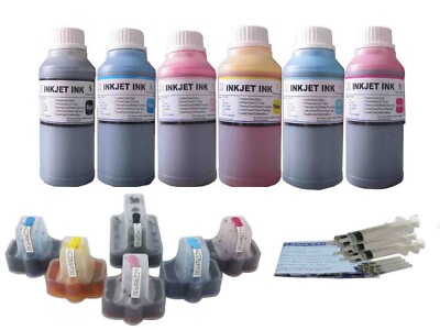 6 Refillable ink set for HP 02 Photosmart D7145 C7180 D7155 D7160 C7250 ...