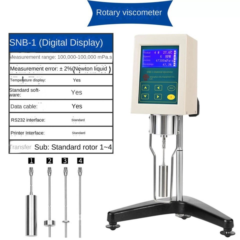 NDJ-1/ NDJ-4 Rotary Viscometer Viscosimeter Viscosity Meter with 1-4 ...