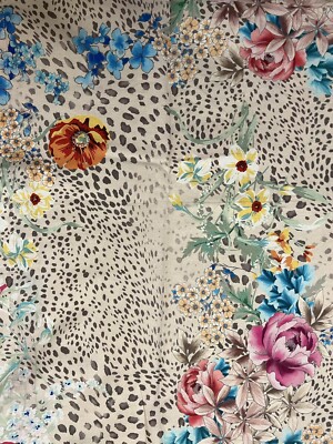 Johnny Was Tablecloth Wildflowers Cheetah Boho Style 55% Linen 45% ...