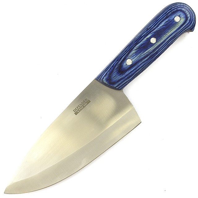 10" Defender Xtreme Butcher Knife Stainless Steel Blade With Blue Wood ...