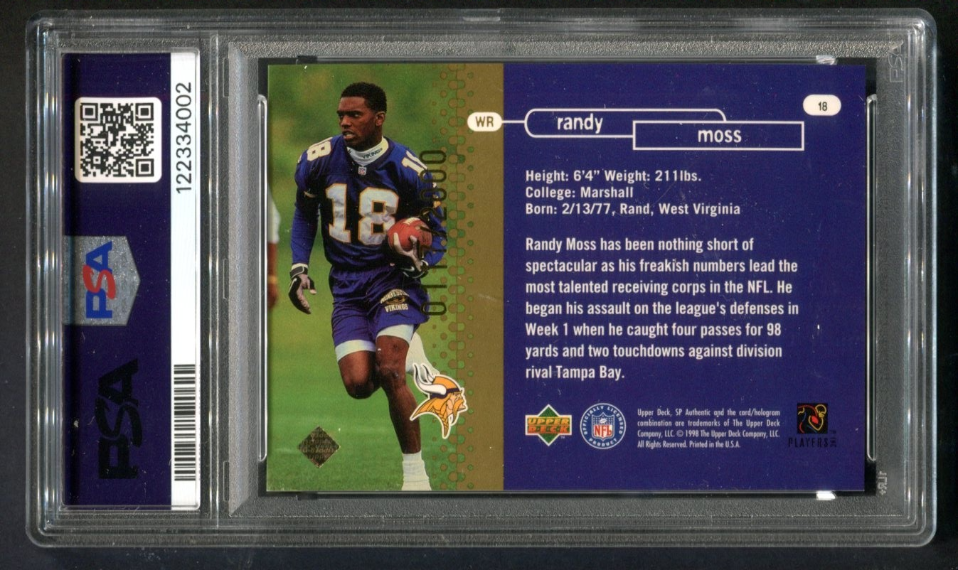 1998 SP Authentic Randy Moss Future Watch RC 117/2000 PSA 8 NM-MT HOF ...
