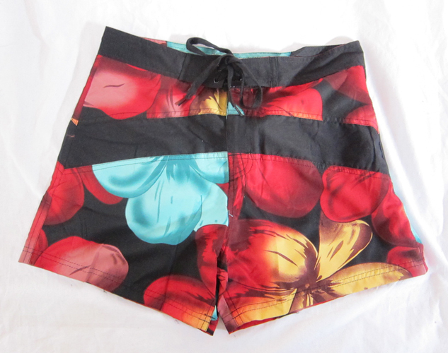 Hawaiin Womens surf board shorts, Hibiscus flowers, swimwear surfer ...