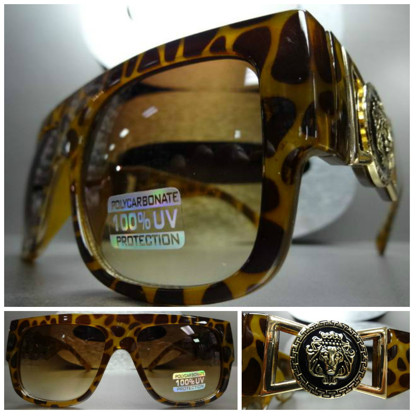 VINTAGE RETRO HIP HOP RAPPER GANGSTER SUN GLASSES Tortoise Gold Frame ...