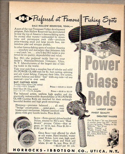 1952 Print Ad H-I Power Glass Fishing Rods Horrocks-Ibbotson Utica,NY ...