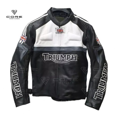 TRIUMPH COWHIDE NEW MOTORBIKE LEATHER JACKET ARMOUR CE APPROVED FOR ...