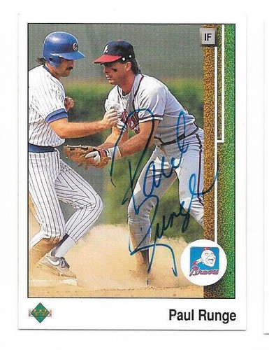 PAUL RUNGE 1989 UPPER DECK AUTOGRAPHED SIGNED # 55 BRAVES | eBay
