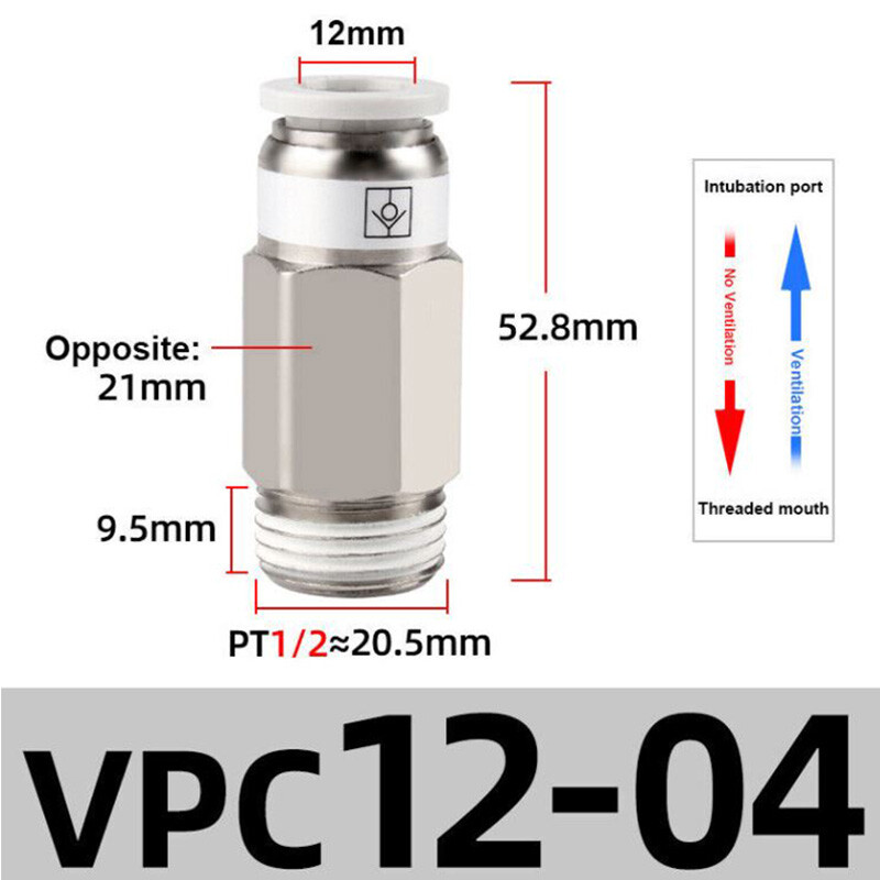 4-12mm Pneumatic Check Valve Non Return Valve Male Thread Metric Push ...